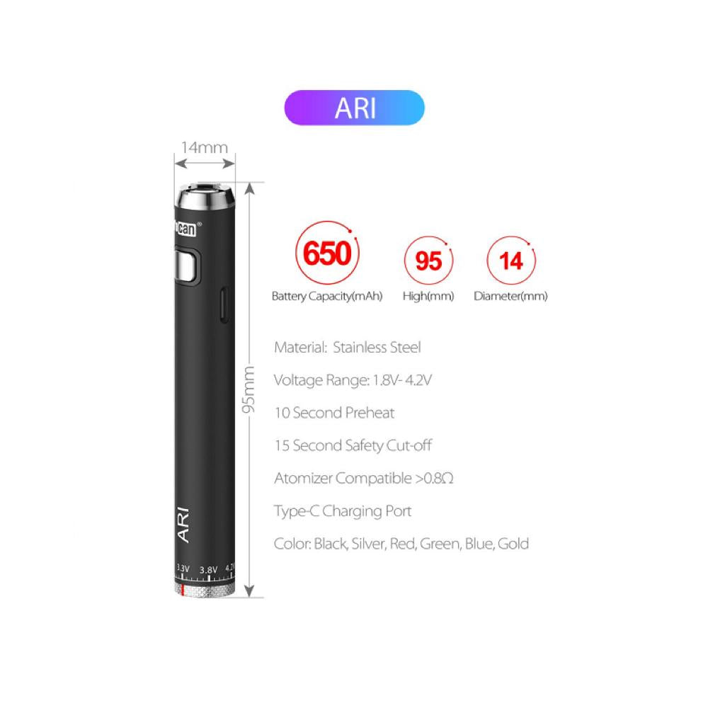 Yocan Ari Mod 650mAh 510 Thread Vape Pen Battery – VapingStory